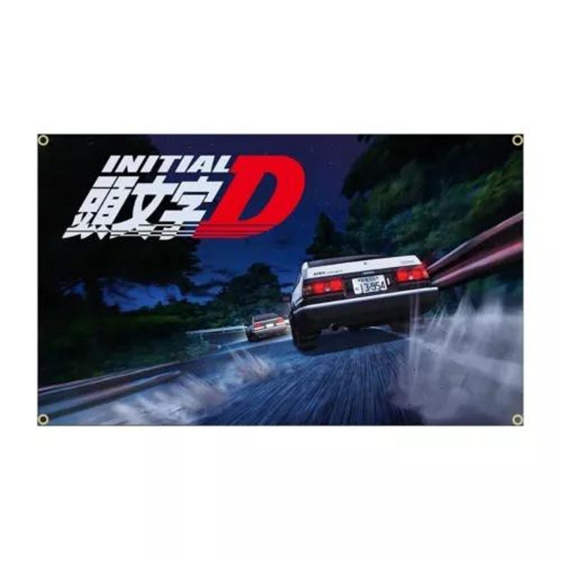 Initial D Poster Banner Art Print Anime Wall Framed Ae86 Room Decor ...