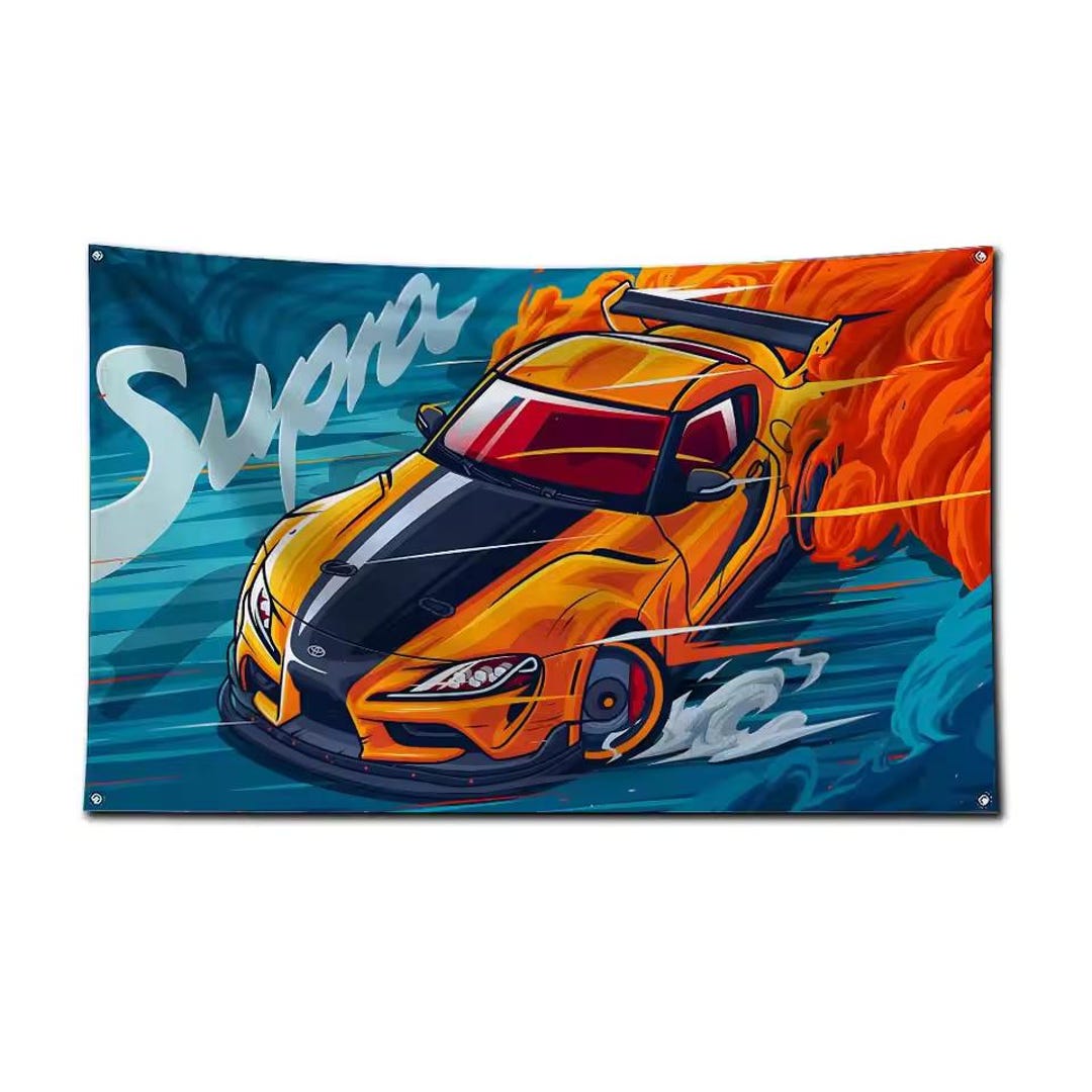 Toyota Supra Banner Poster, Car Wall Art, JDM Decor, Racing Gift, Garage Decor, Man Cave Print ...