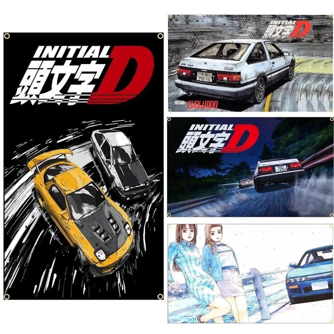 Initial D Poster Banner Art Print Anime Wall Framed Ae86 Room Decor ...