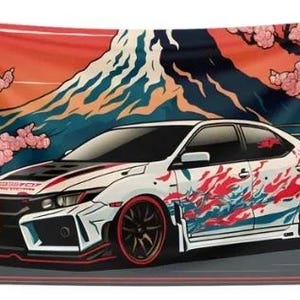 Civic JDM Garage Banner Flag Wall Car Ft Racing Decor Show 3x5 Sign Man ...