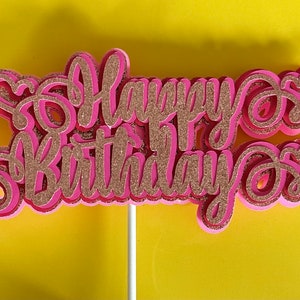 Pretty in Pink Happy Birthday Cake Topper - Etsy