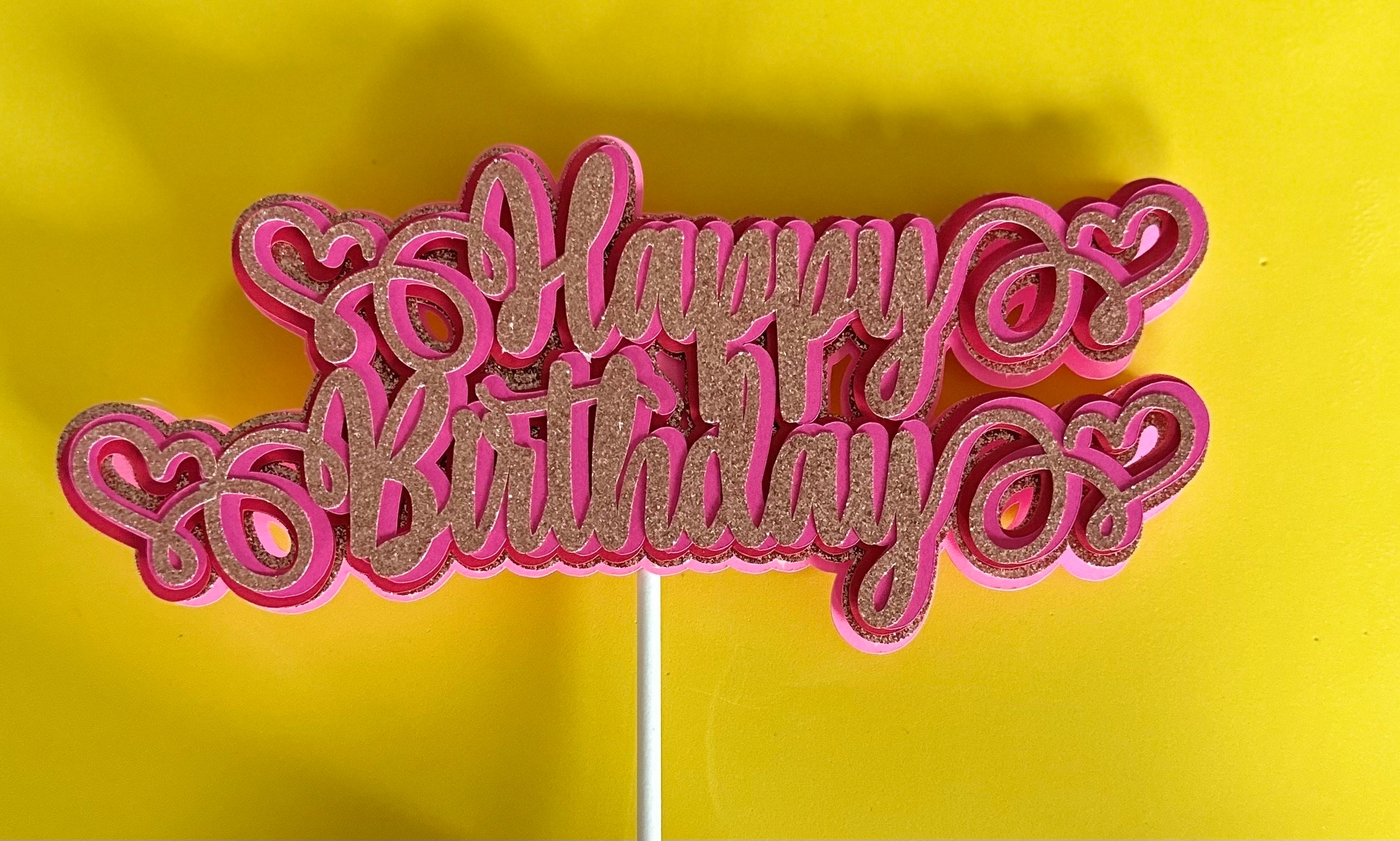 Pretty in Pink Happy Birthday Cake Topper - Etsy
