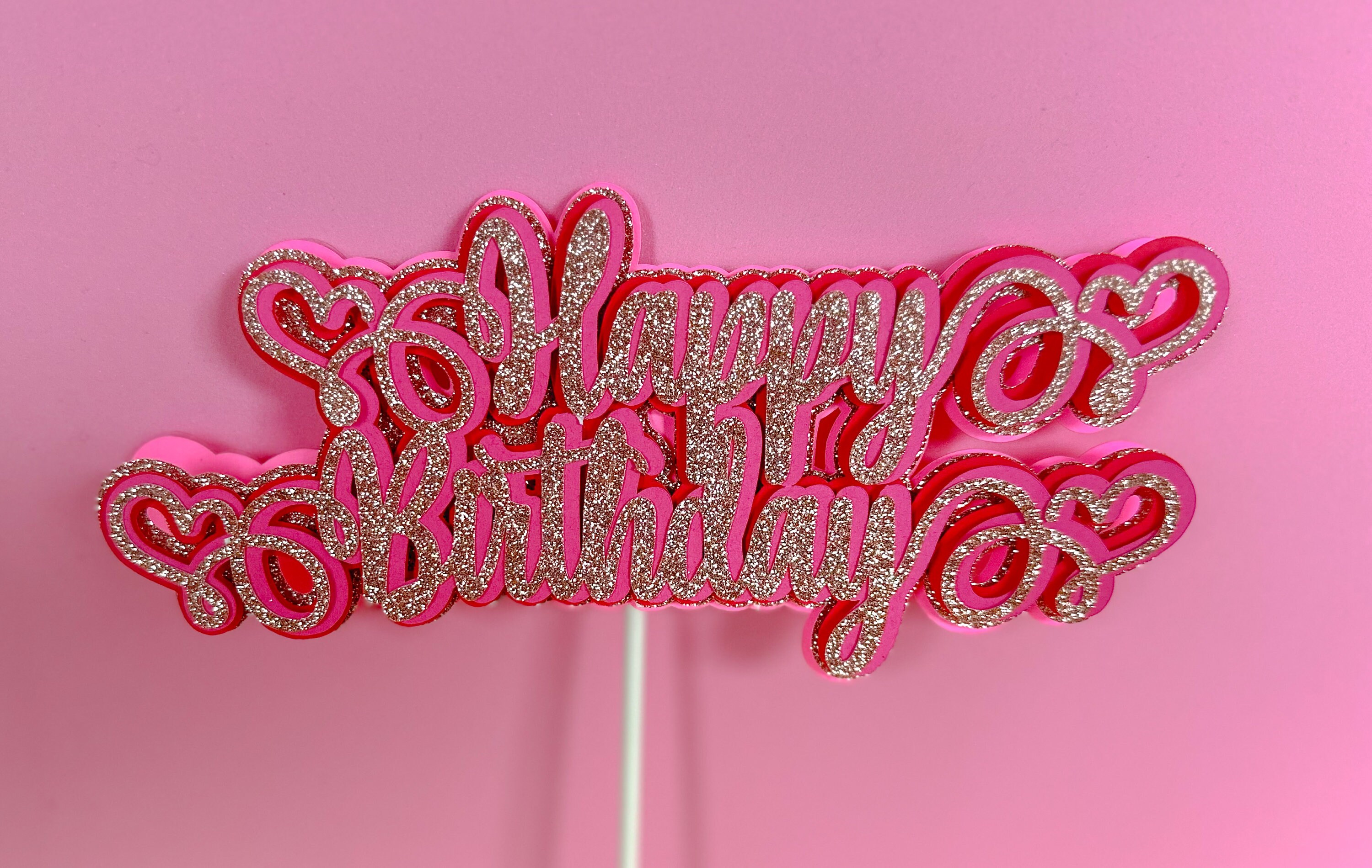 Pretty in Pink Happy Birthday Cake Topper - Etsy