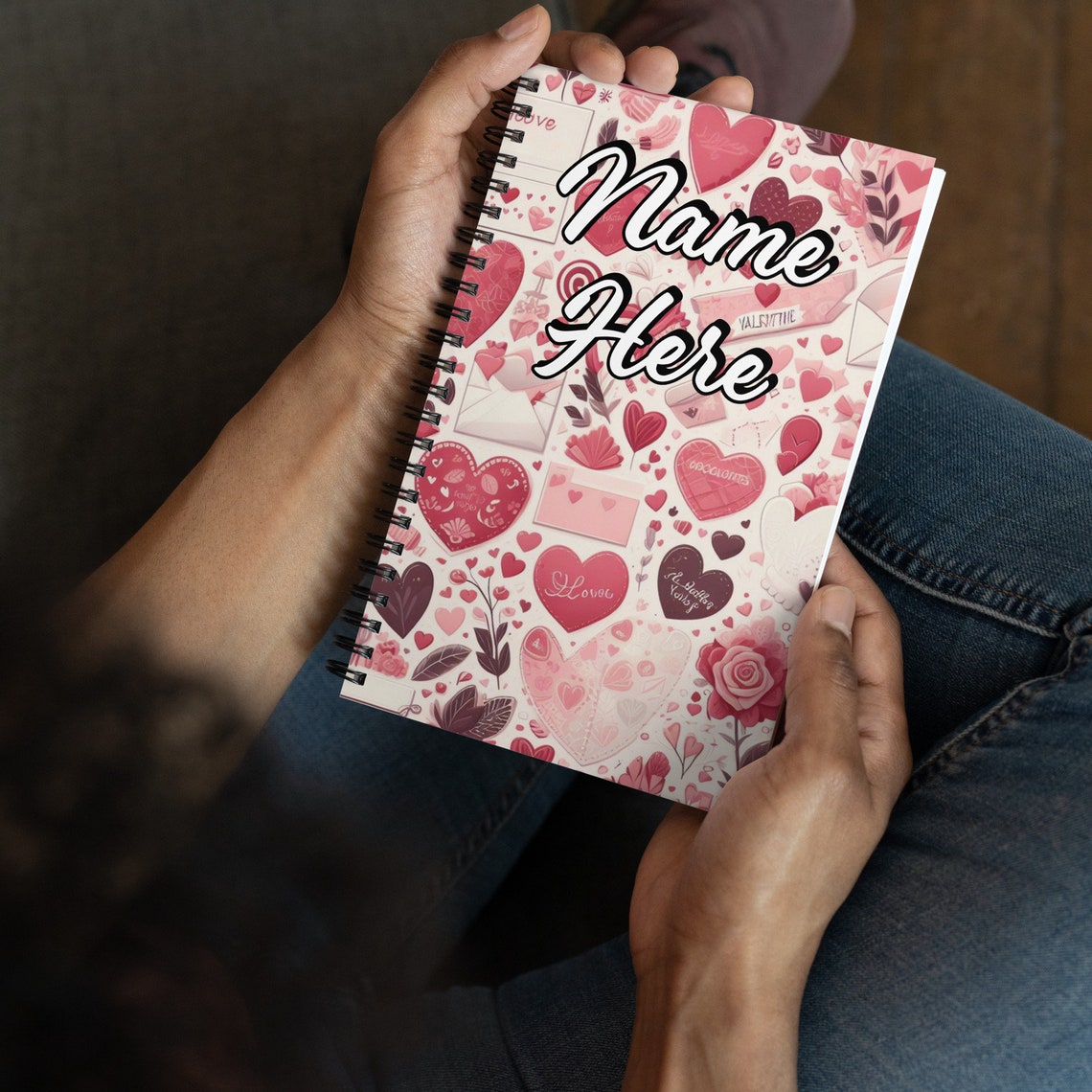 Personalized Notebook, Custom Name Love Journal, Cupid Hearts Gift ...