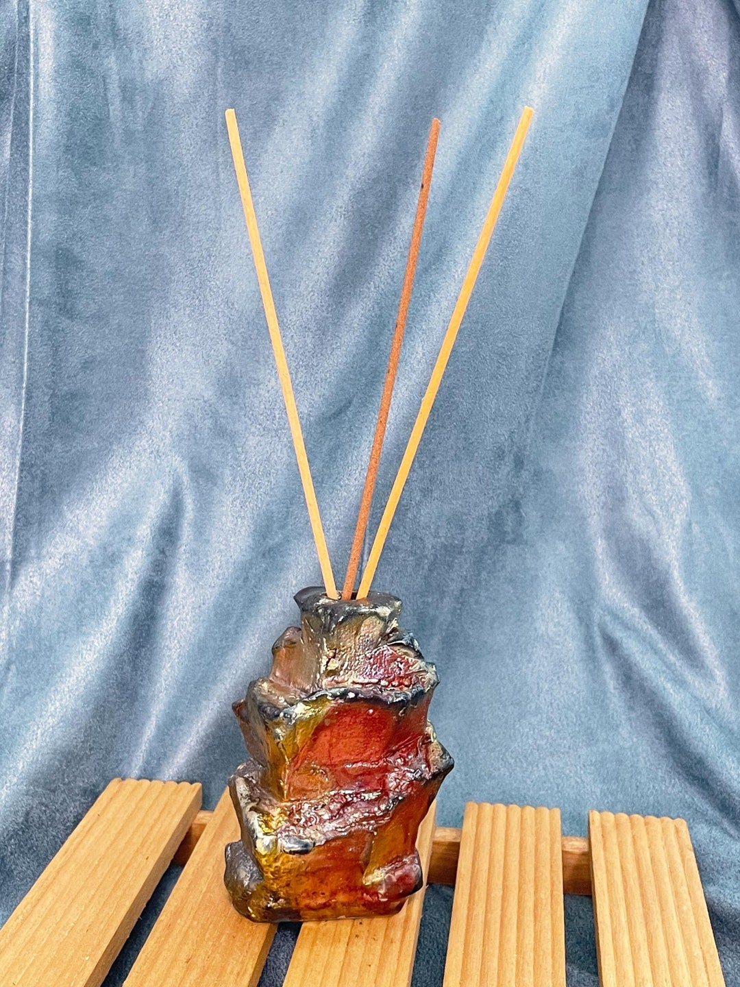Raku Fired Dragon Scale Incense Holder: Handmade Ceramic Fantasy Decor ...