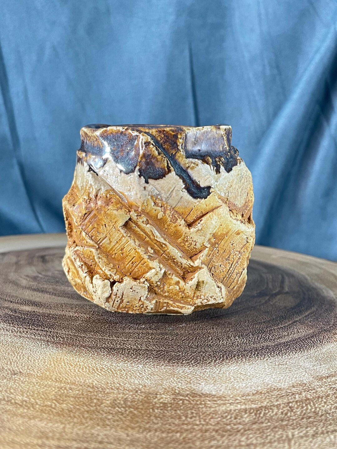 Hand Carved Ceramic Kurinuki Cup: Rustic Mountain Mug - Etsy