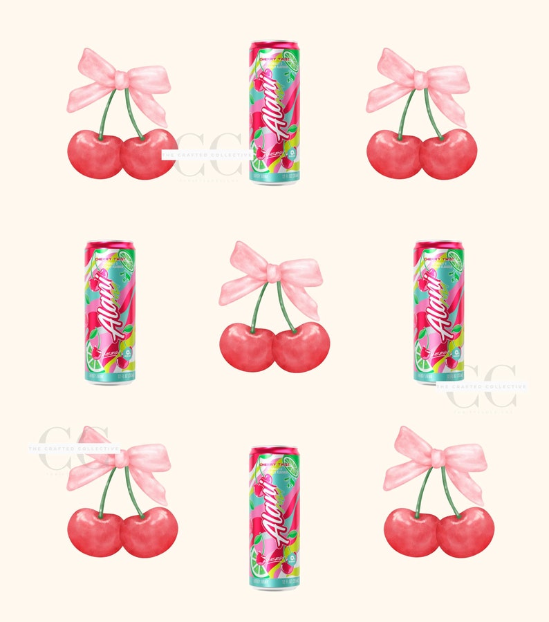 Alani Cherry Twist, Pink Bow Cherry Trendy PNG Preppy Design Digital ...