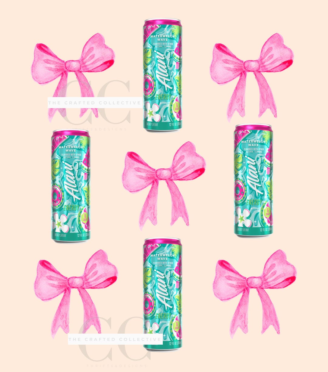 Alani Watermelon Wave, Pink Bow Trendy PNG Preppy Design Digital ...
