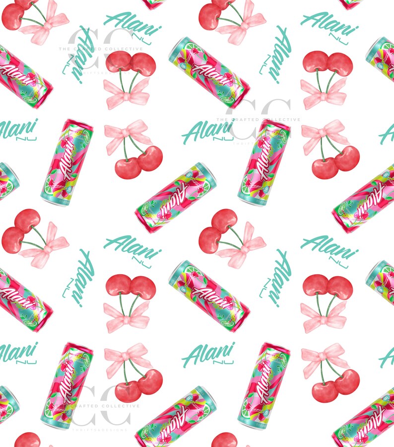 Alani Cherry Twist Fabric Pattern: Trendy Preppy Design (PNG Digital ...