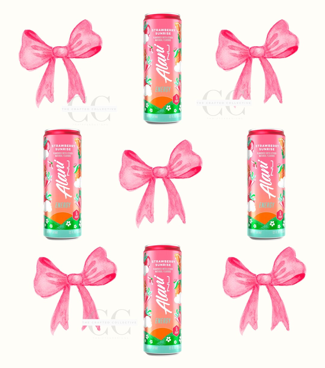 Buy Alani Strawberry Sunrise PNG: Pink Bow Preppy Design (digital ...