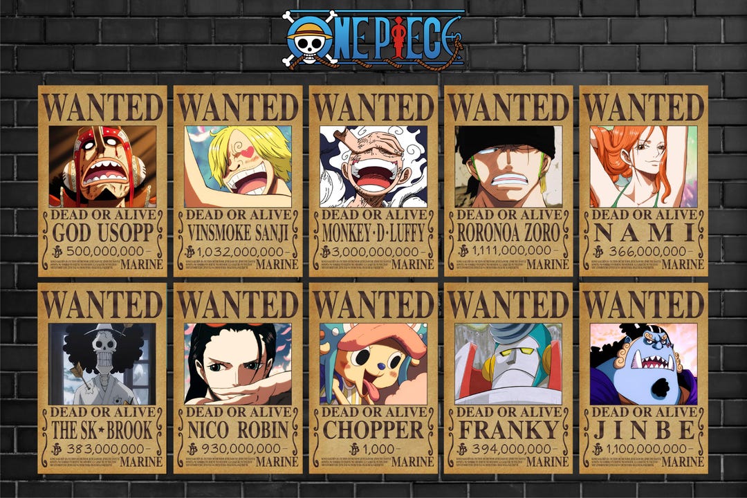 Anime Wanted Poster Full Color, Wanted Poster One Piece 300 DPI, 10 JPG ...