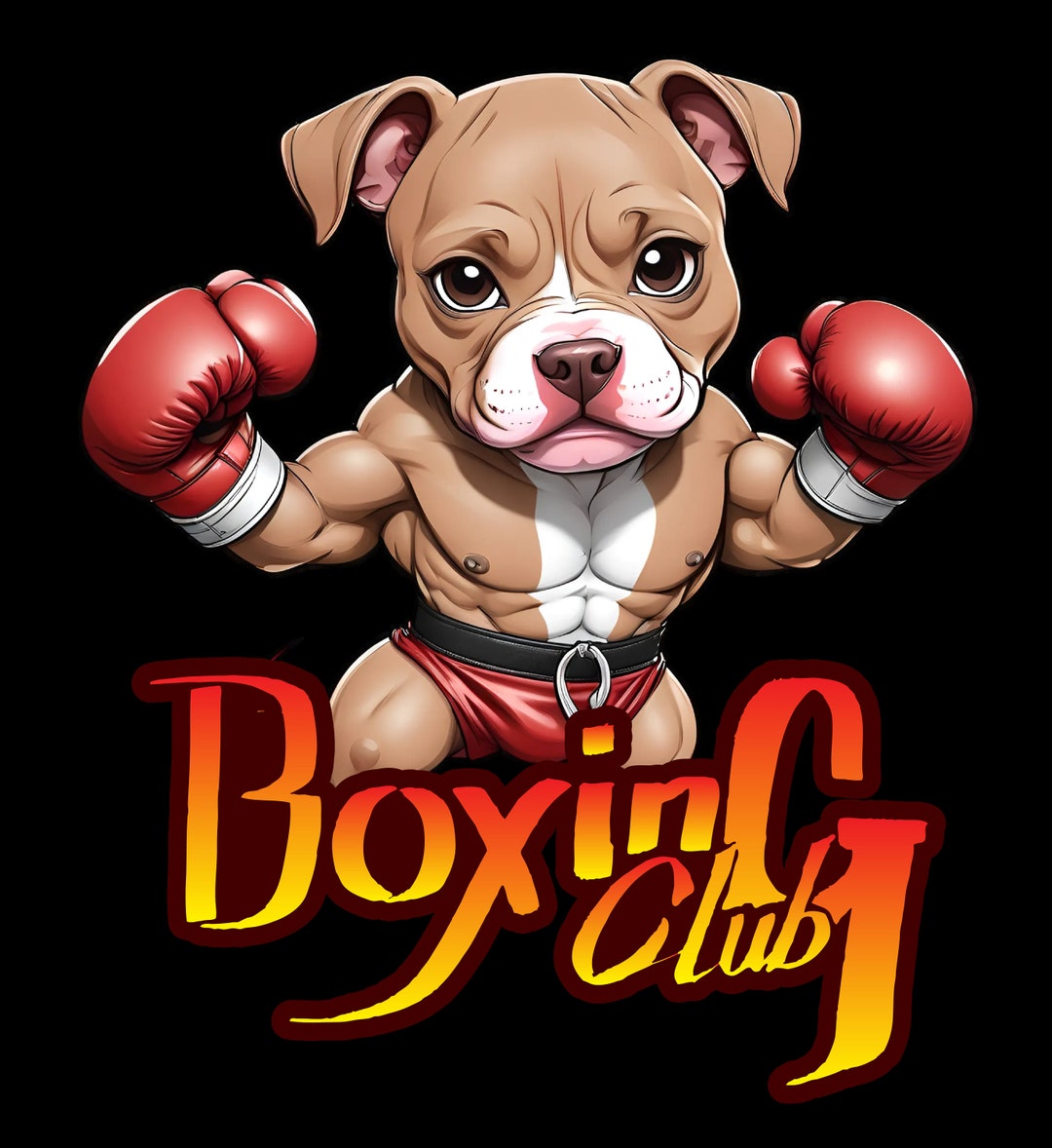 Digital Clipart Set Pitbull Boxing Graphic / T-shirt / Card / 1set 2png ...