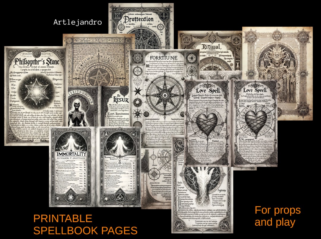 Printable Halloween Spellbook for Prop Making Necronomicom Scroll ...