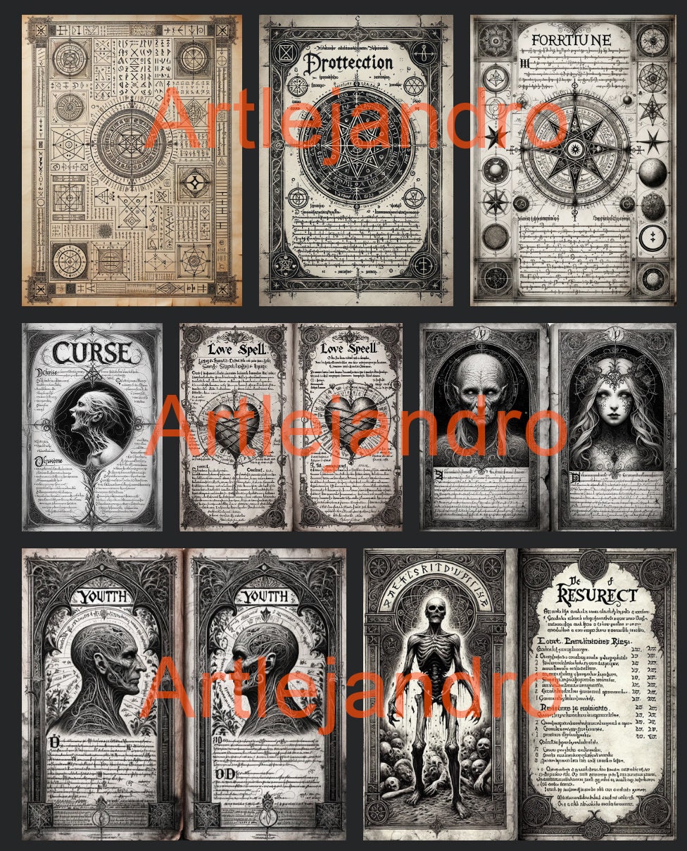 Printable Halloween Spellbook for Prop Making Necronomicom Scroll ...