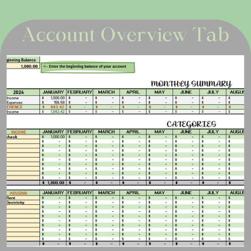 Simple Expense Tracking Spreadsheet (single Account) - Etsy