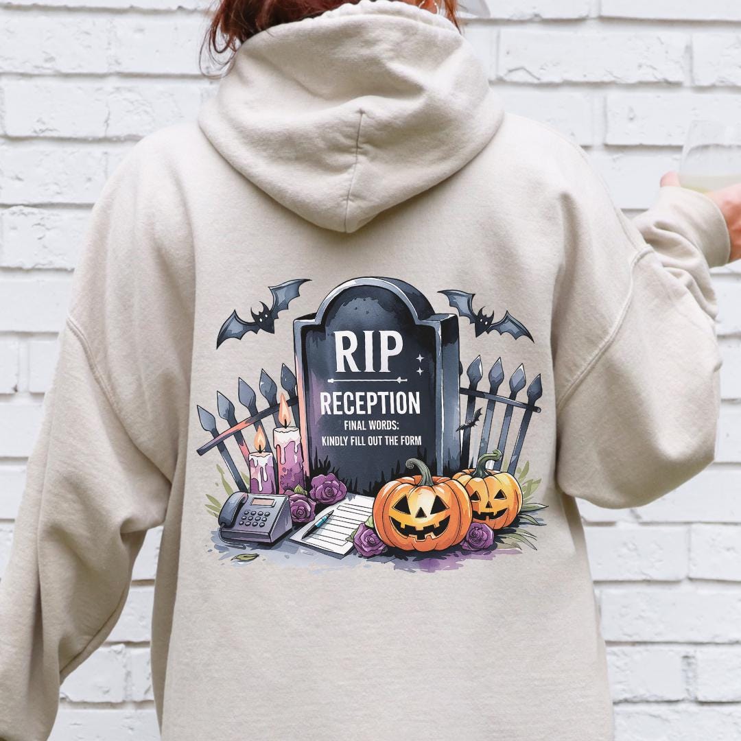 Funny Halloween Receptionist PNG Tombstone Sticker Front Desk Halloween ...