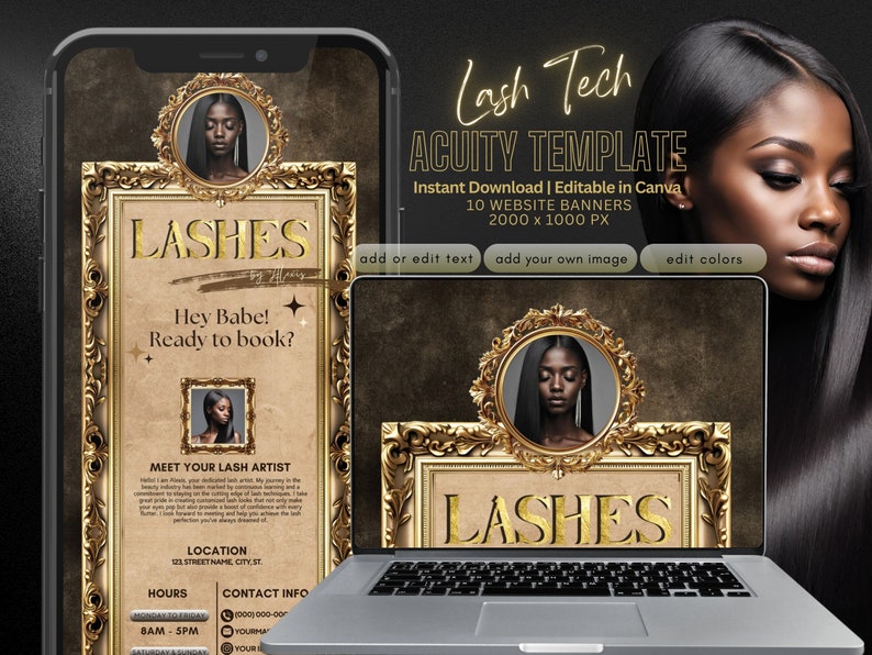 Acuity Scheduling Template Lash Tech DIY Website Editable Canva Banner ...