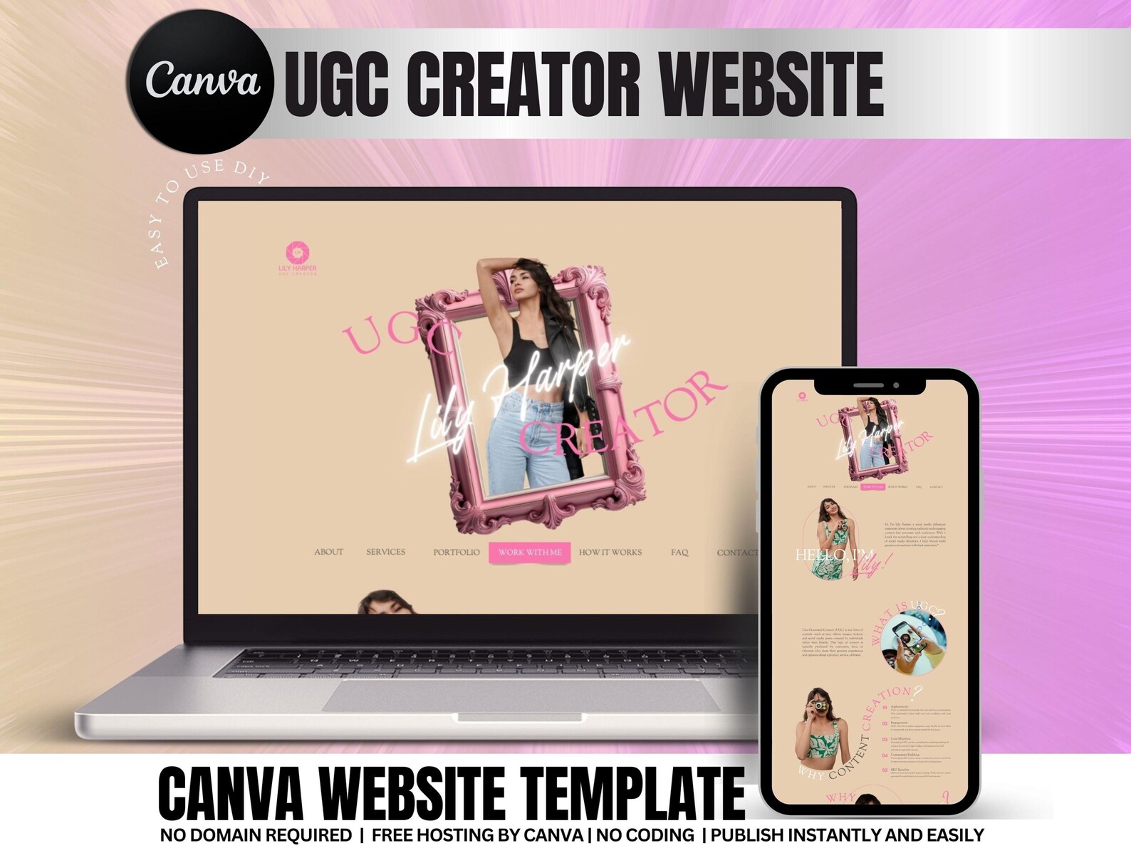 Minimalist UGC Complete Beige UGC Portfolio Template Canva Ugc Website ...