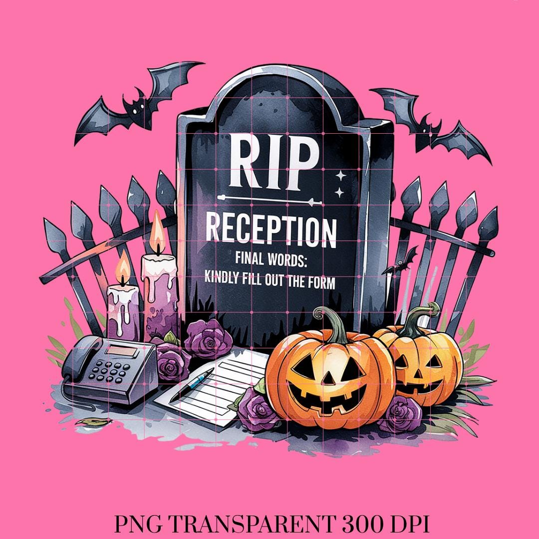 Funny Halloween Receptionist PNG Tombstone Sticker Front Desk Halloween ...