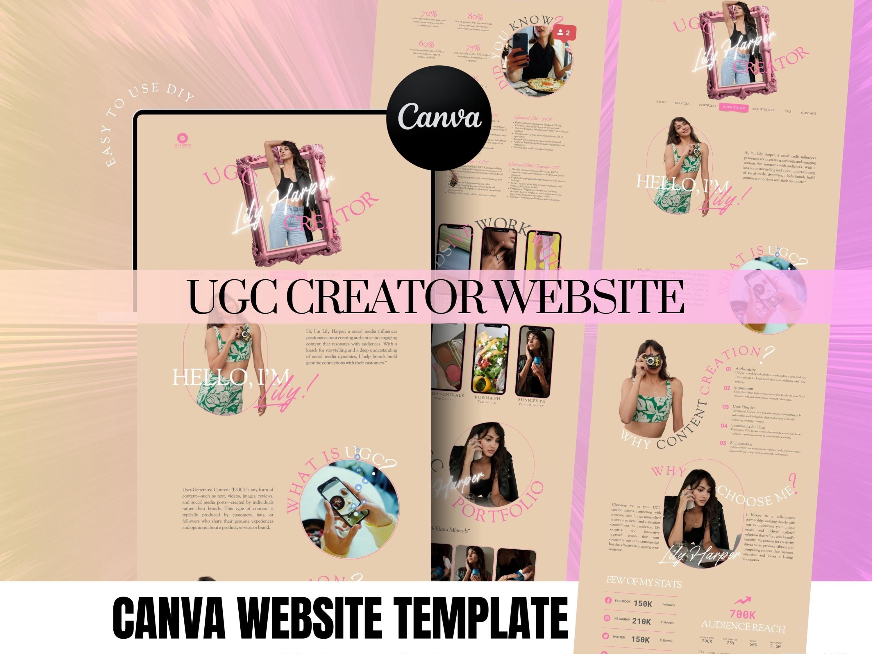 Minimalist UGC Complete Beige UGC Portfolio Template Canva Ugc Website ...