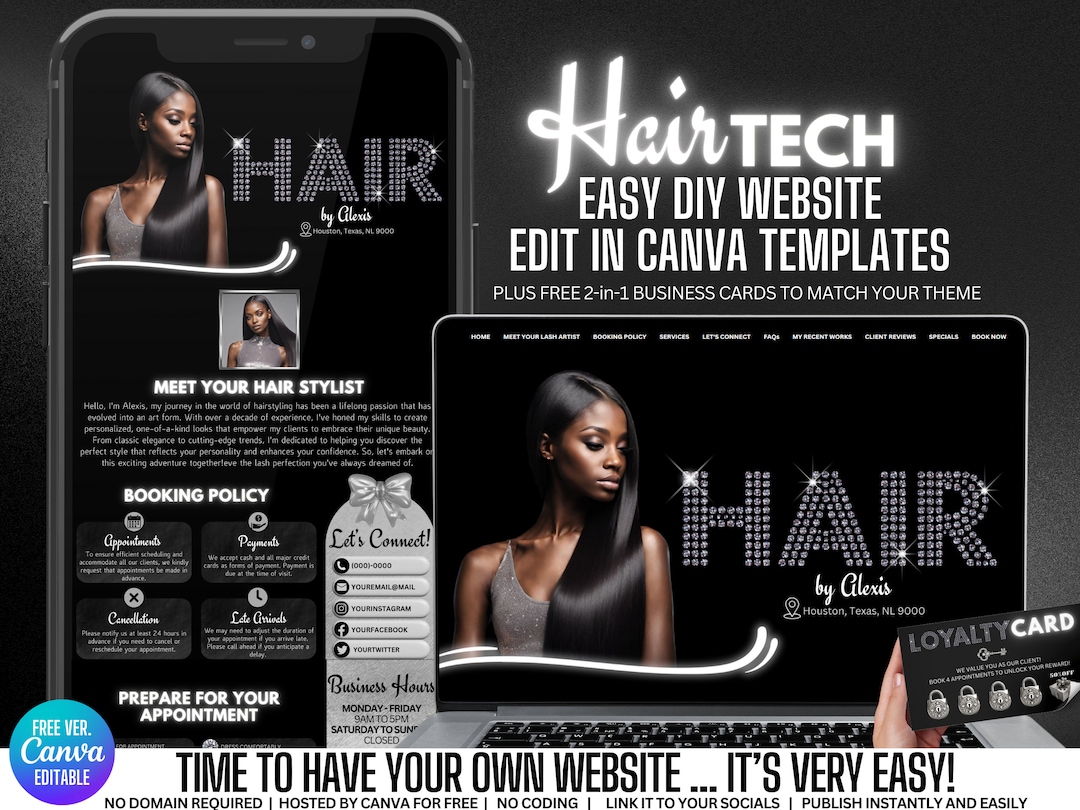 DIY Canva Website Template Hair Tech Acuity Scheduling Template for ...
