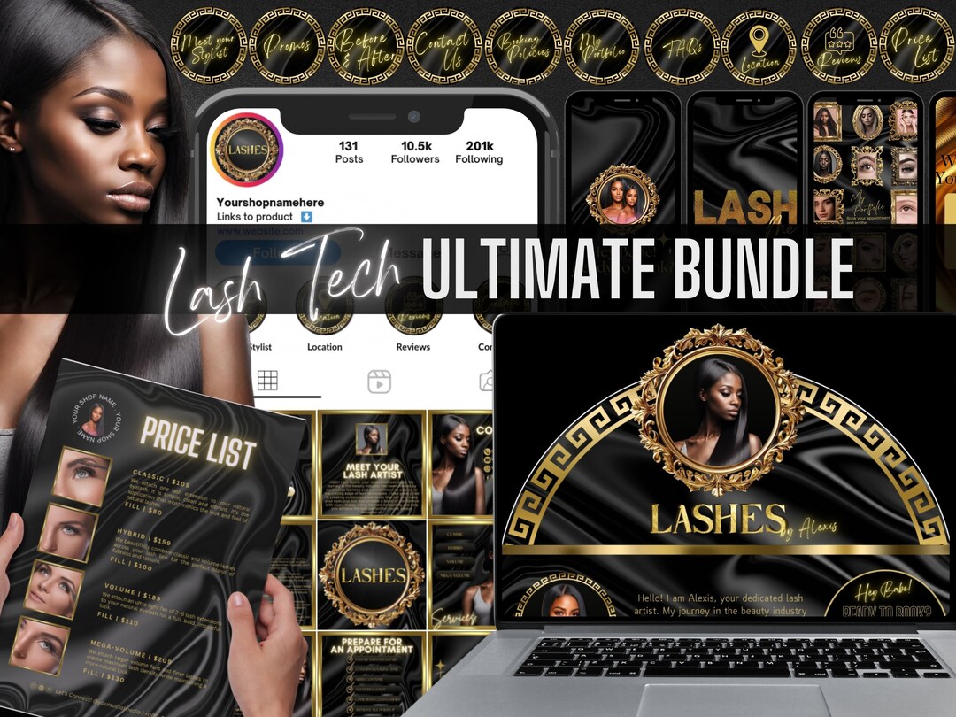 Lash Tech Kit Lash Tech Social Media Kit Bundle Branding DIY Acuity Scheduling Template Website ...