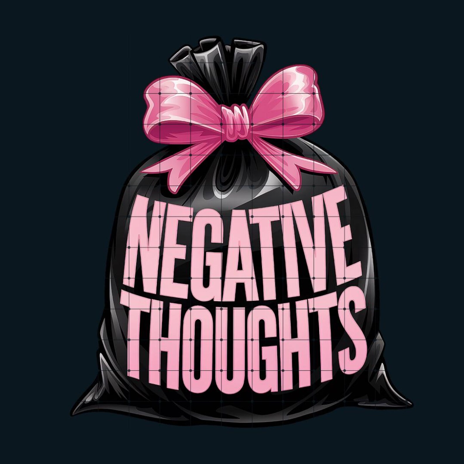 Negative Thoughts PNG Funny Trendy Trash Bag Pink Bow Digital Clipart ...