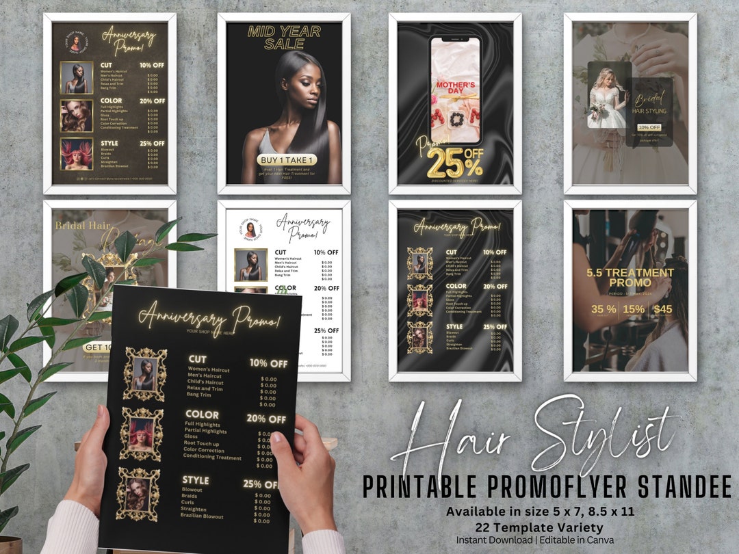 Hair Stylist Printable Promo Sale Flyer Standee Poster Frame Edit in ...