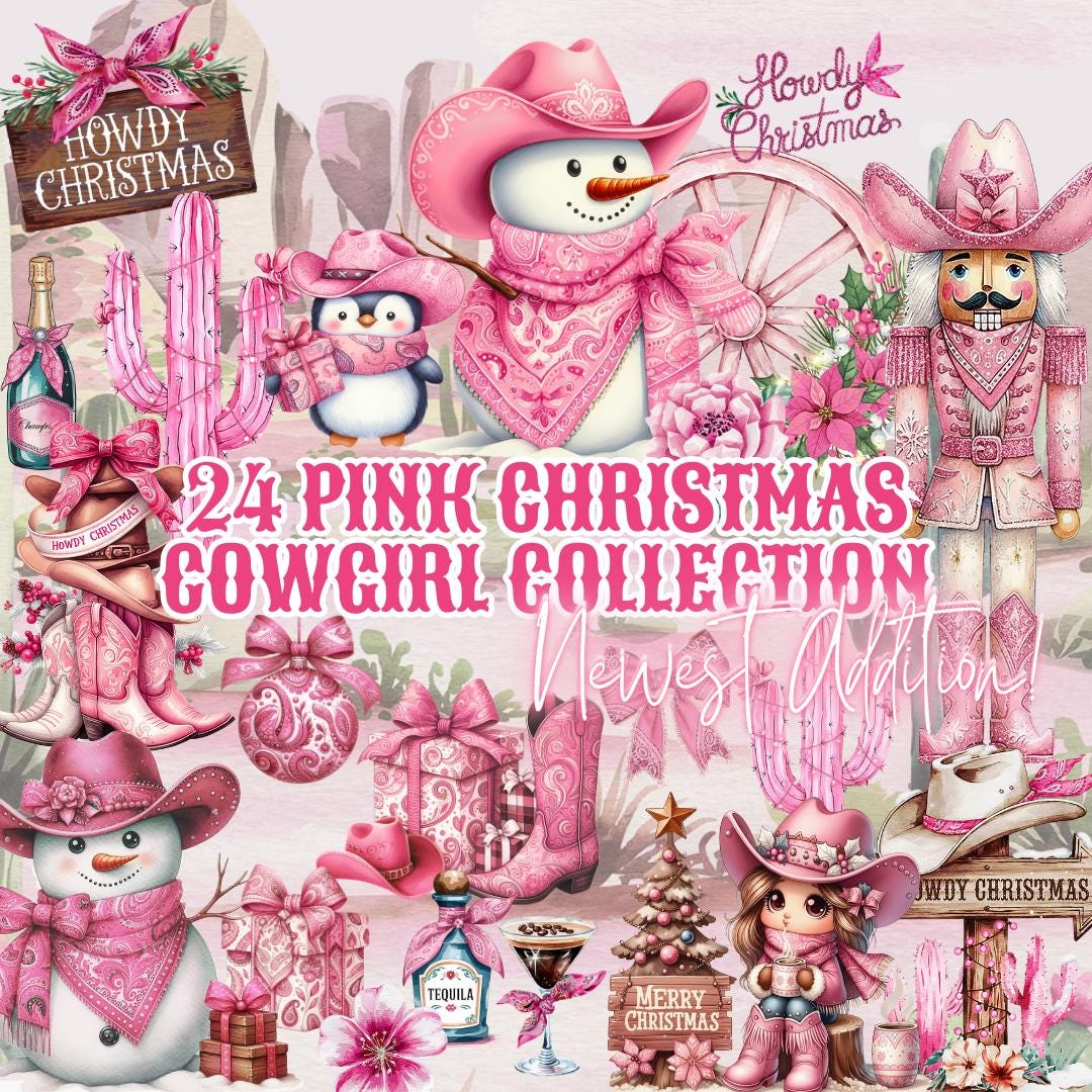 Cowboy Christmas Collection PNG Trendy Western Holiday Bundle Digital ...