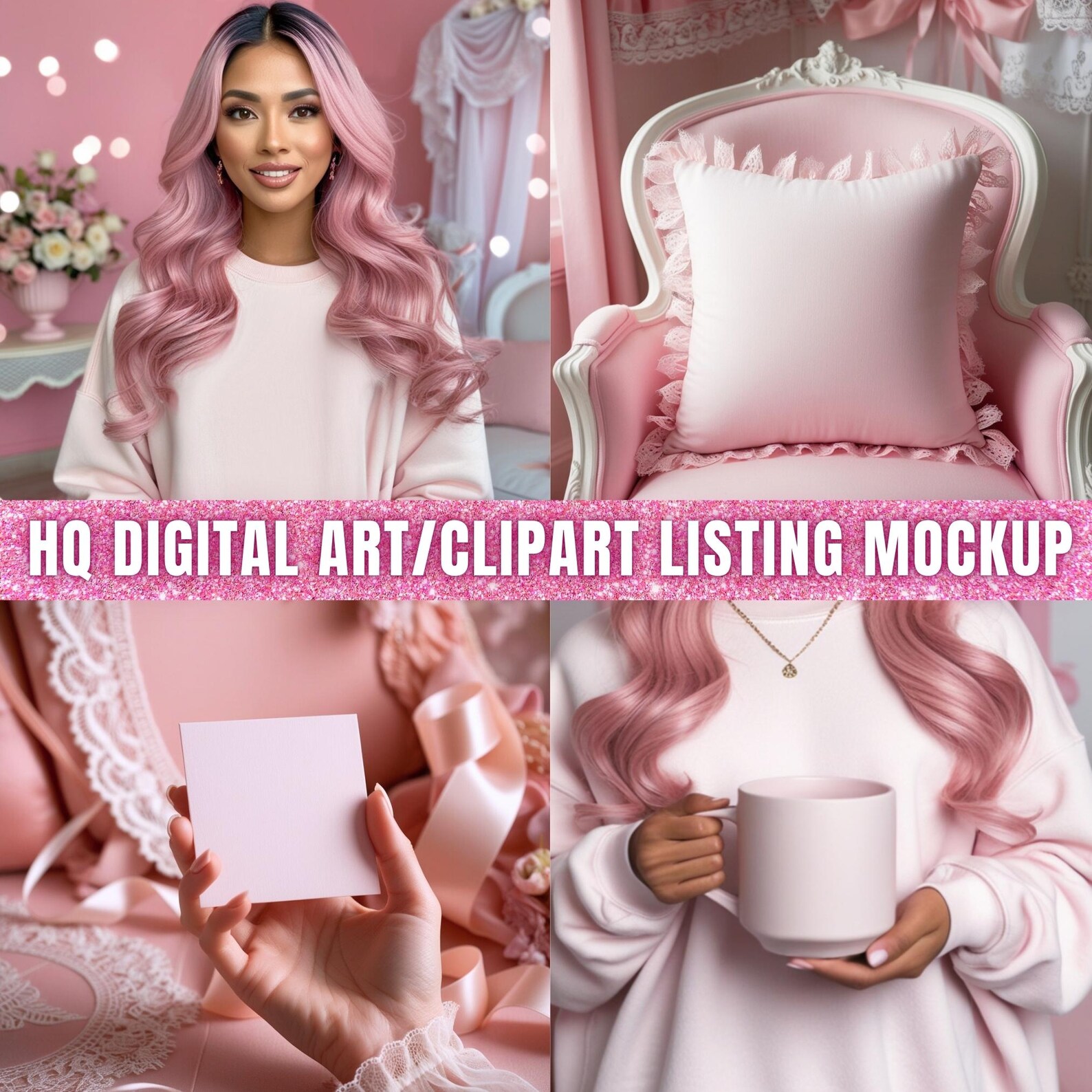Coquette Aesthetic Theme Mockup for Selling Digital Images Clipart Png ...