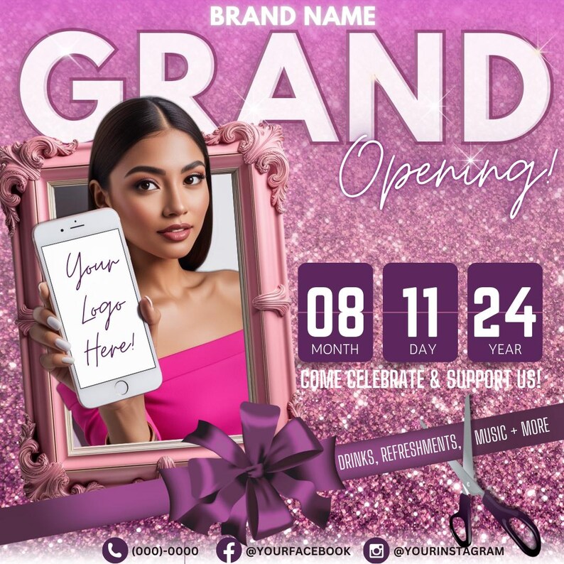 Grand Opening Flyer Template Diy Grand Opening Template Glam Grand