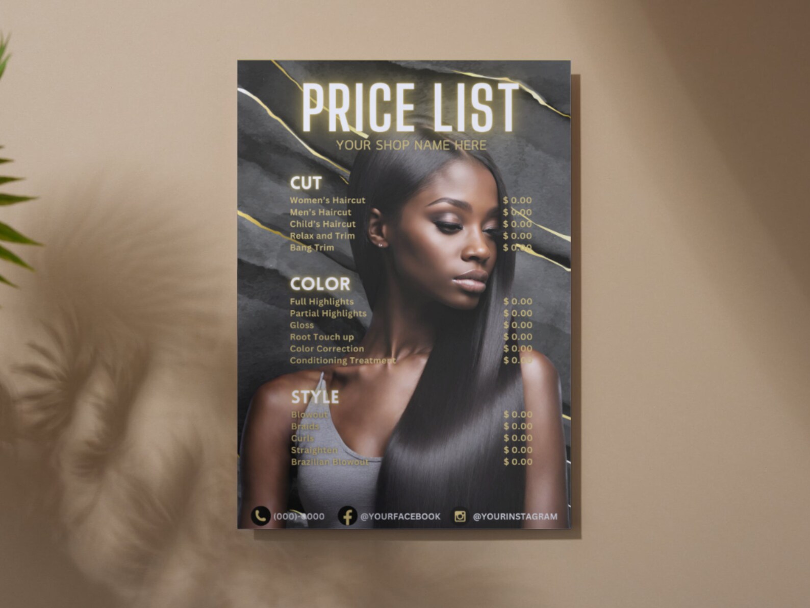 DIY Price List Template Canva, Editable Hair Stylist Template Design ...