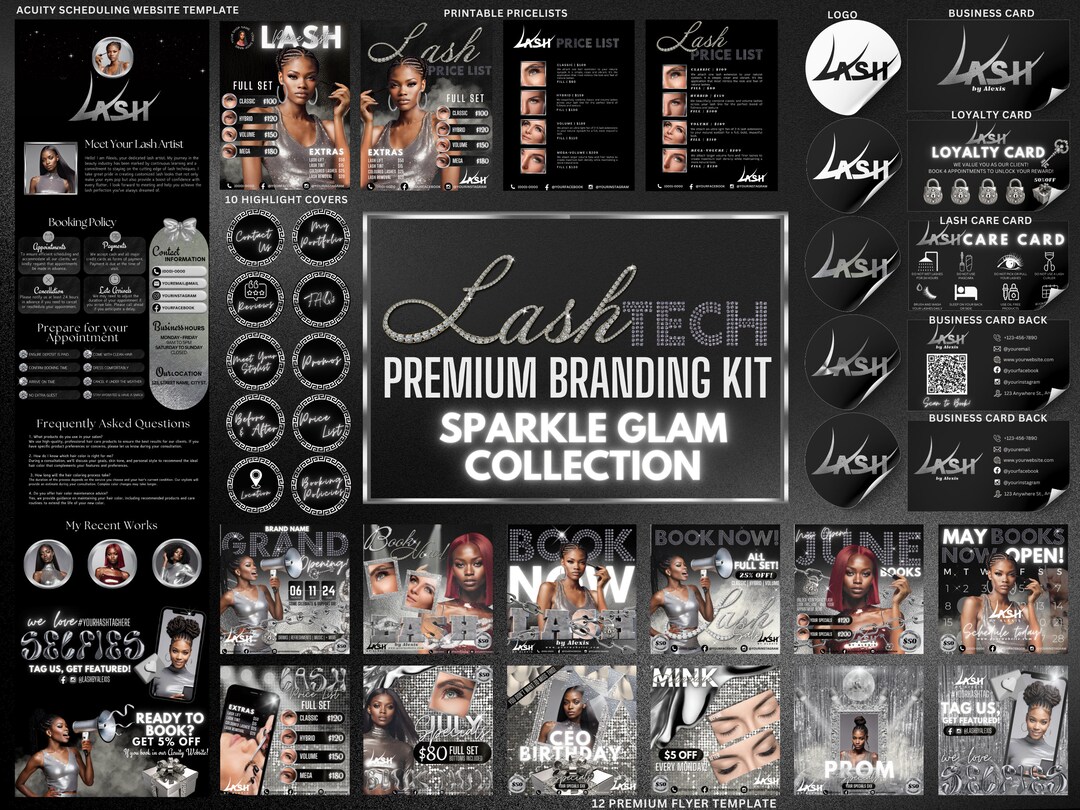Lash Tech Branding Kit Canva DIY Logo Set Acuity Scheduling Template ...