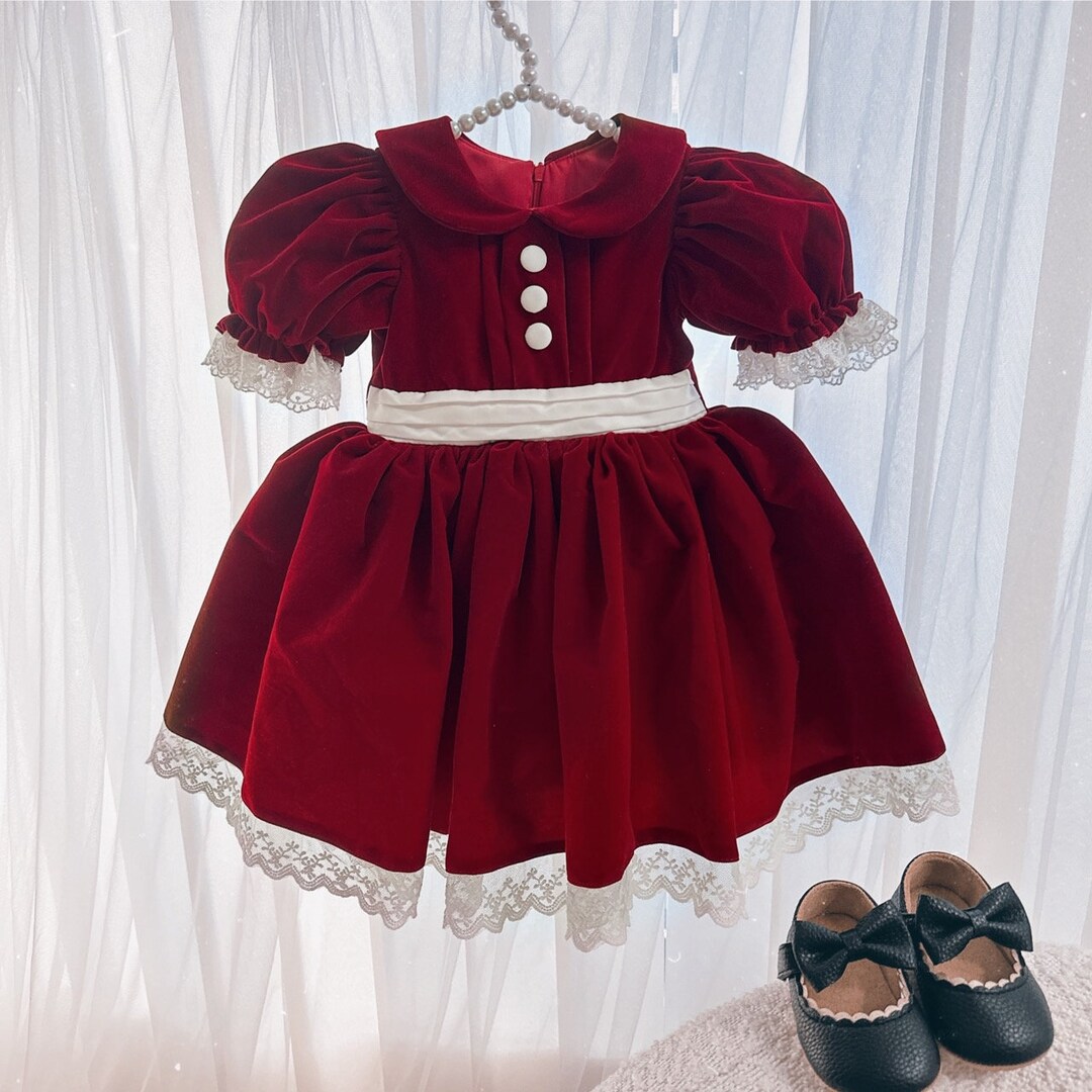 Red Velvet Baby Girl Dress, Holiday Princess Dress, Baby Girl Red ...