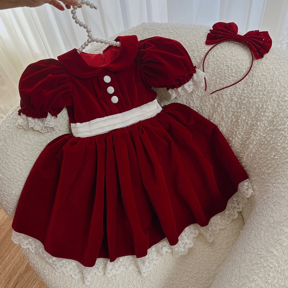 Red Velvet Baby Girl Dress, Holiday Princess Dress, Baby Girl Red ...