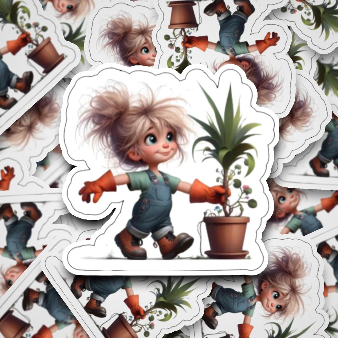 Stickers - Laminated - (10 Designs ) Girl - Plants - Garden - Gardener ...