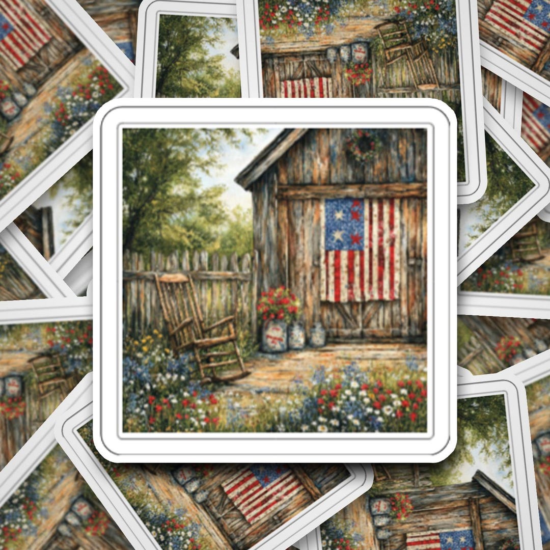 Stickers - Laminated - (8 Designs) Vintage - Rustic - Barn - American ...