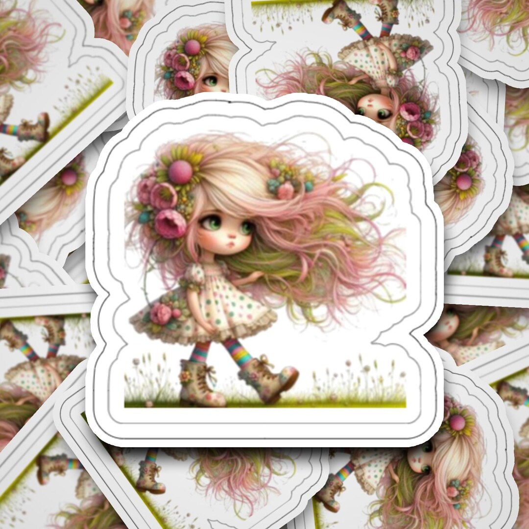Stickers - Laminated - (7 Designs) Girl - Blond Girls - Quirky ...