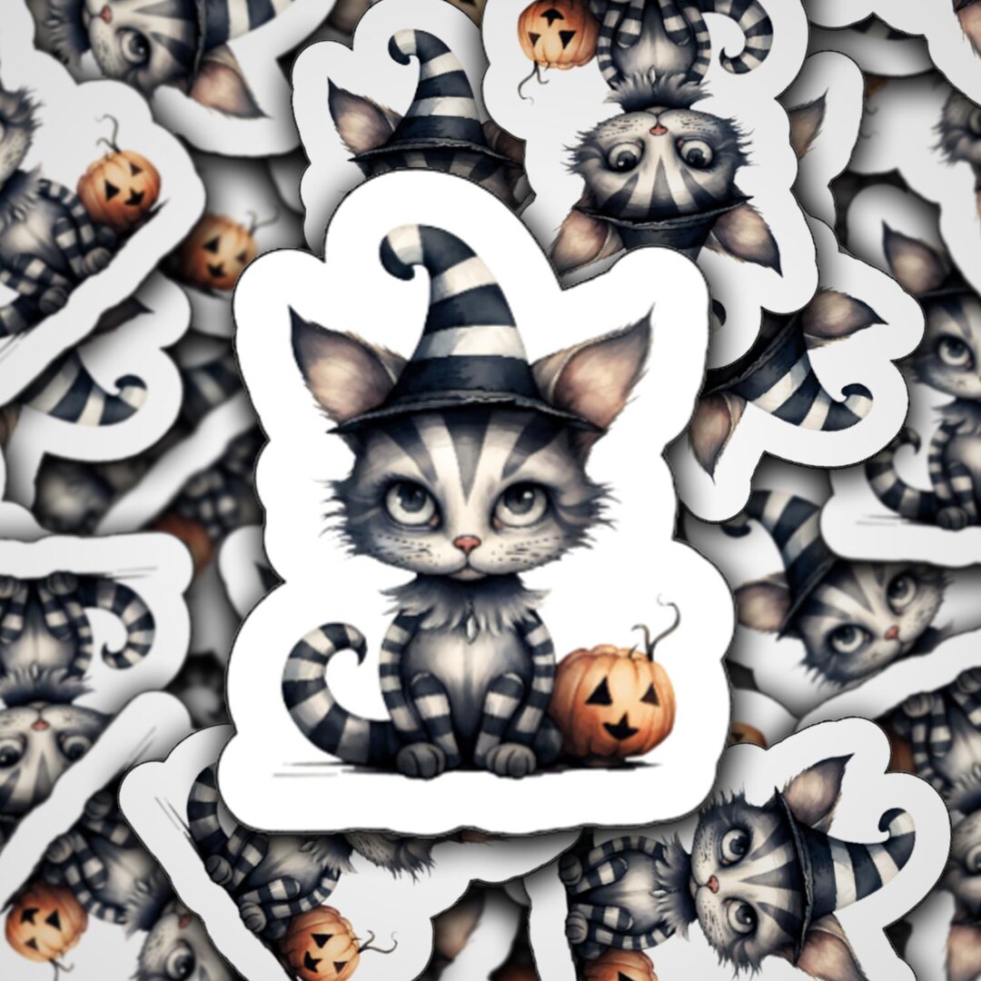 Stickers - Laminated - (9 Designs) - Gothic - Goth - Cats - Halloween ...