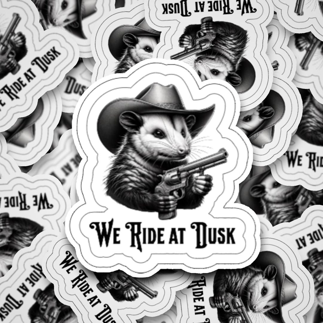 Stickers - Laminated - Possum - Opossum - Cowboy - Gun - Cowboy Hat - Etsy