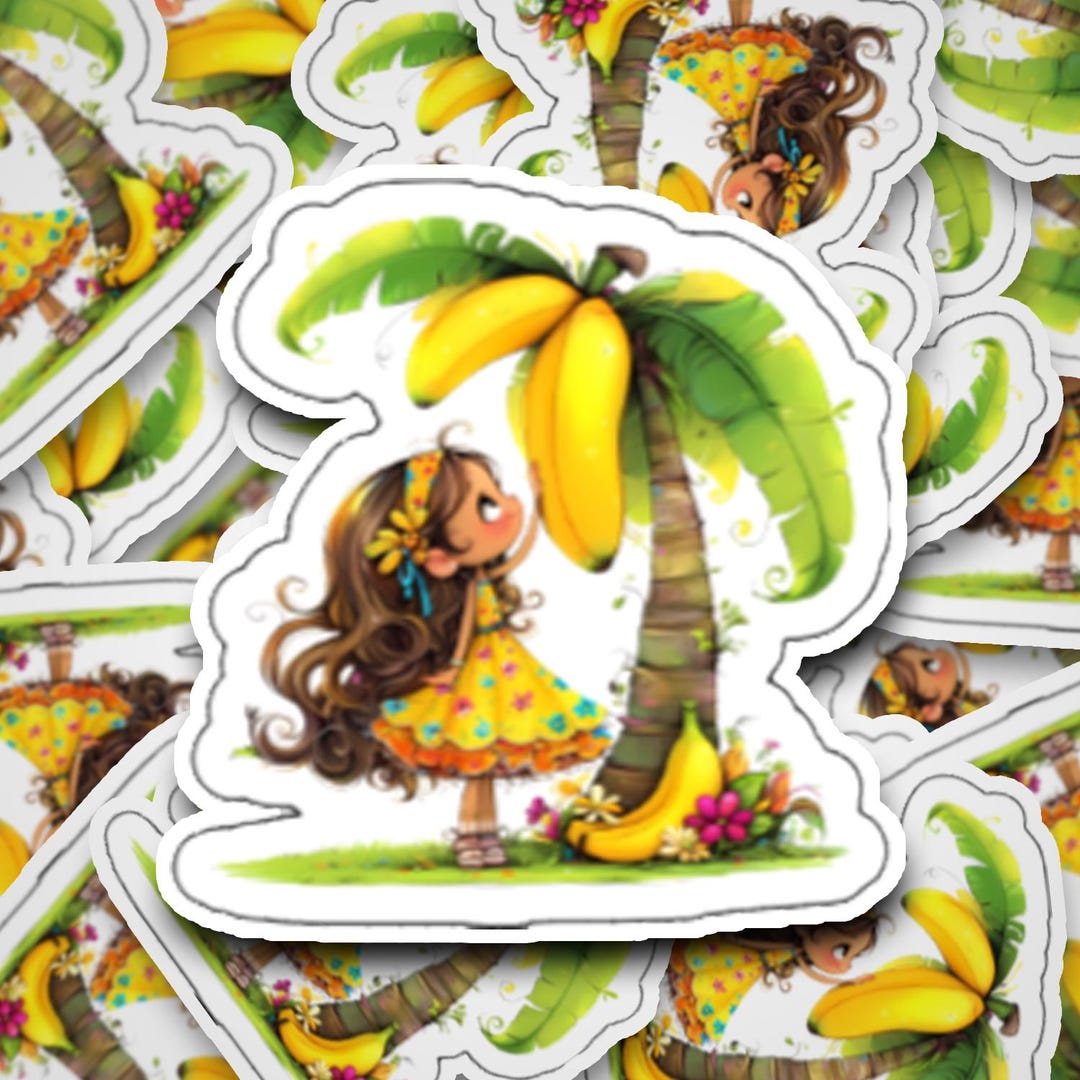 Stickers - Laminated - (10 Designs) Banana - Bananas - Cute Girl - Cute ...