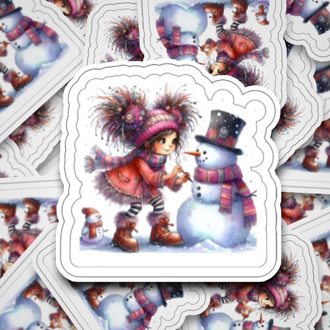 Stickers - Laminated - (10 Designs) Cute Girl - Quirky - Snowman ...
