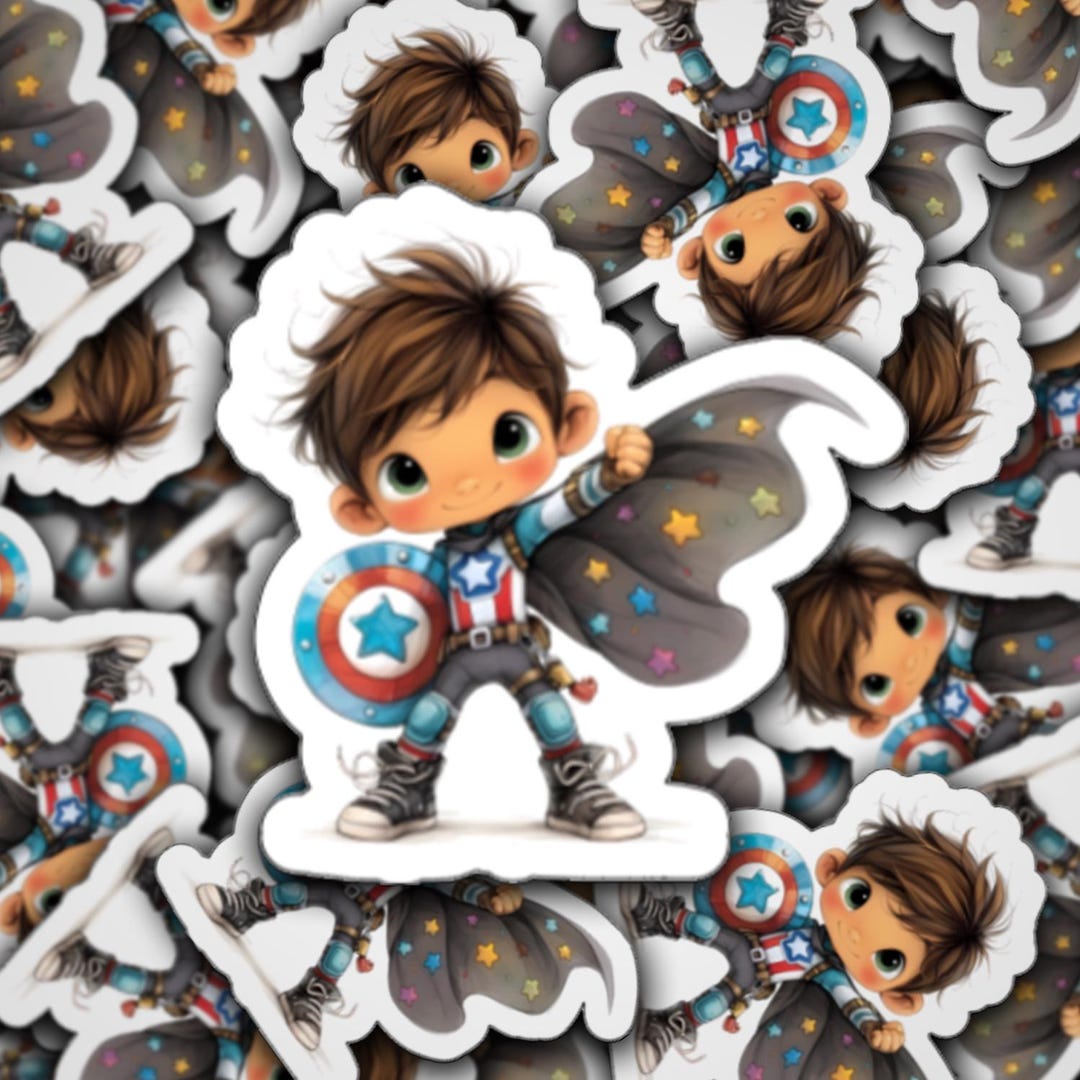 Stickers - Laminated - (10 Designs) Boy - Hero - Superpower - Superhero ...