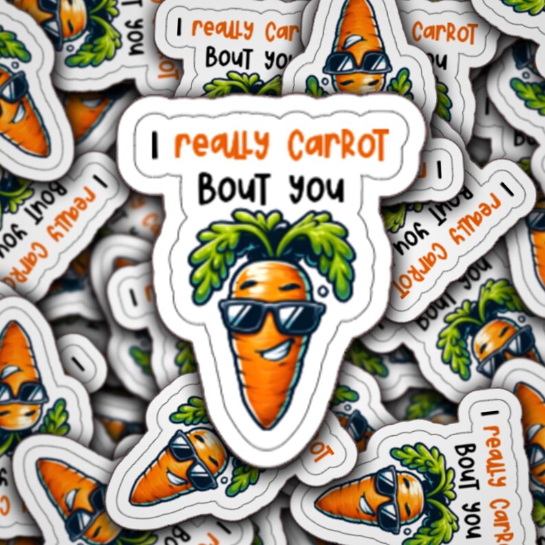Stickers - Laminated - (2 Designs) Carrot - Carrots - Funny - Decal ...