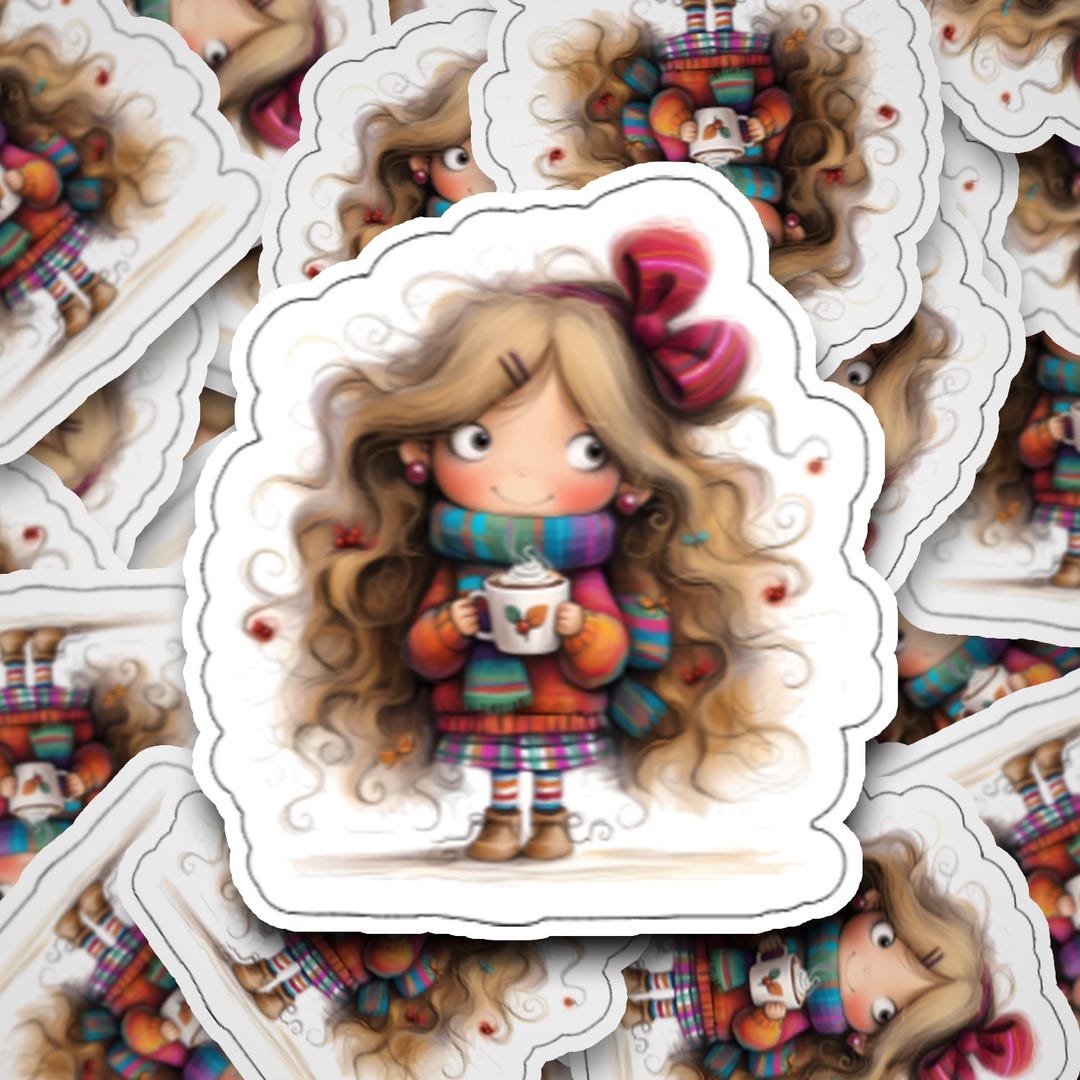 Stickers - Laminated - (10 Designs ) Girl - Autumn - Fall - Whimsical ...