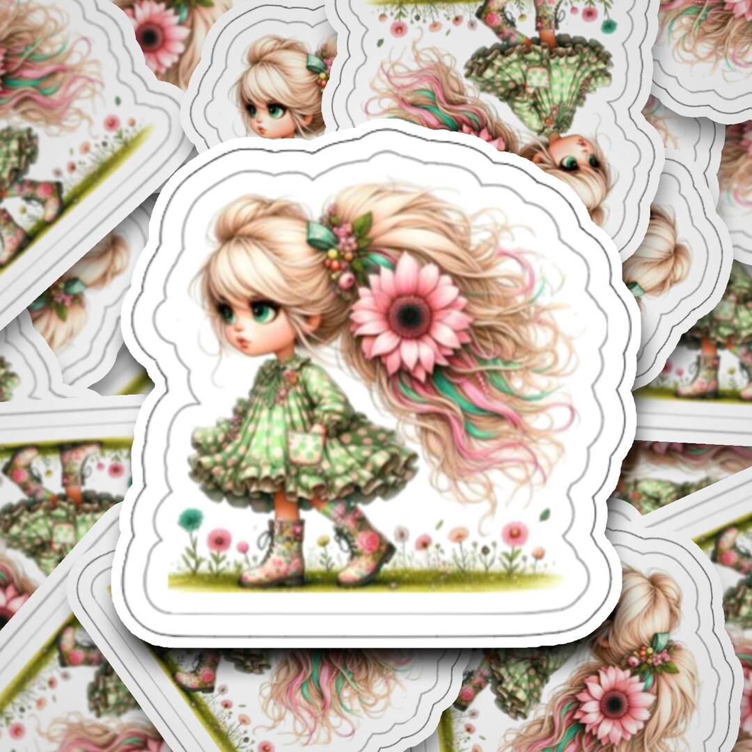 Stickers - Laminated - (10 Designs) Girl - Blond Girls - Quirky ...