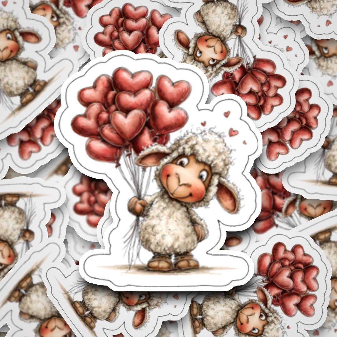 Stickers - Laminated - (12 Designs) Sheep - Lamb - Heart - Valentine ...