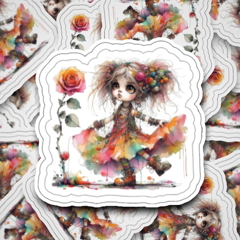 Stickers - Laminated - (10 Designs) Girls -hippie - Junk Journals ...