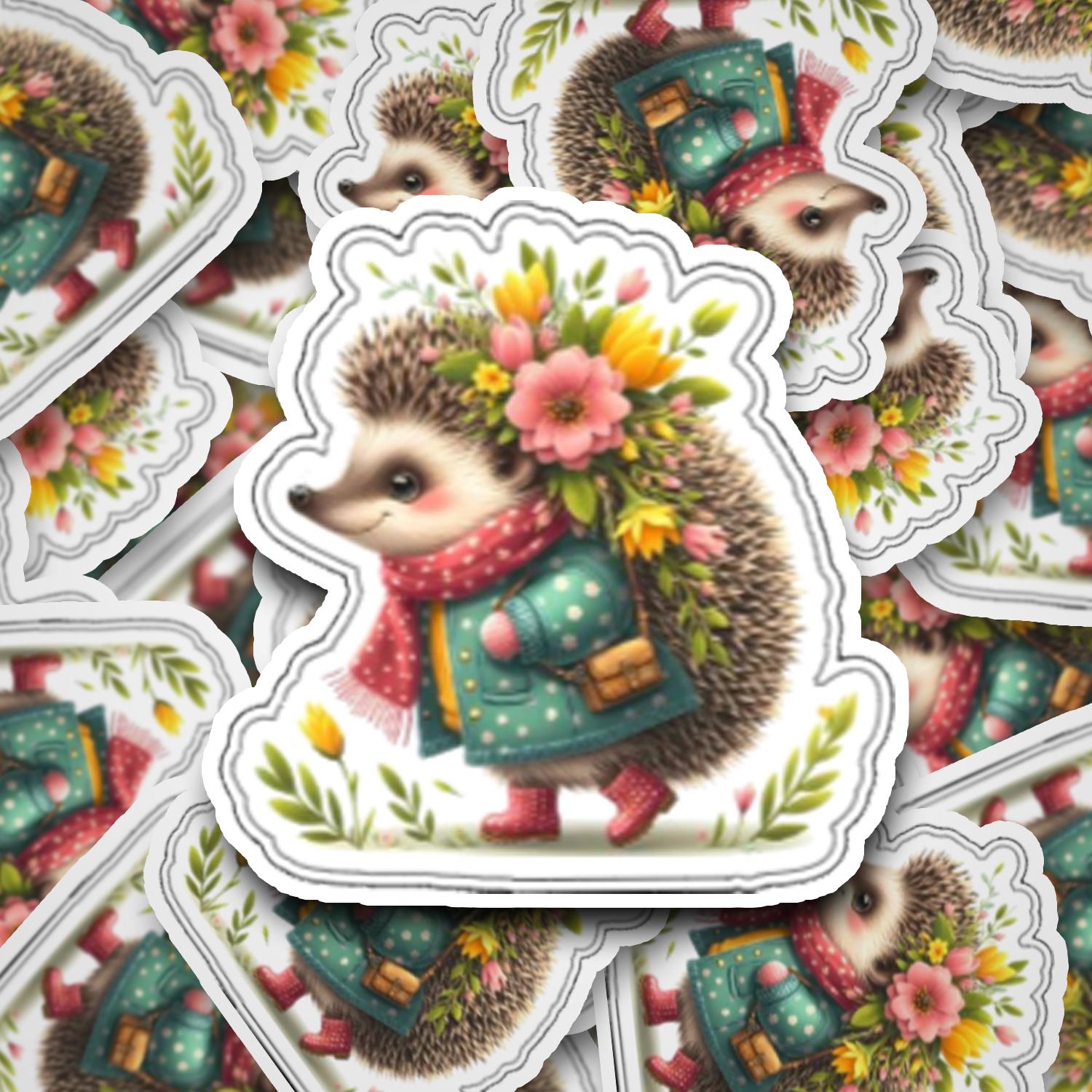 Stickers Laminated 10 Designs Hedgehogs Whimsical Hedgepig Porcupine ...