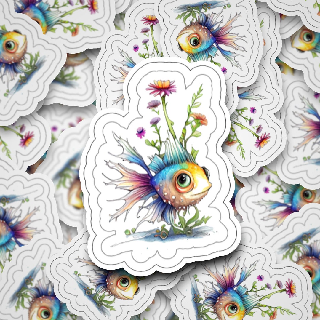 Stickers - Laminated - (2 Designs) Fish - Bubble Fish - Flowers - Fish ...